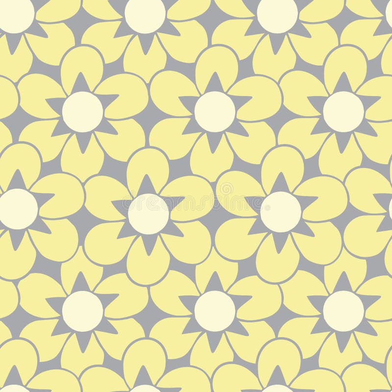 Yellow and Grey Abstract Floral Design Background Vector Pattern Stock ...