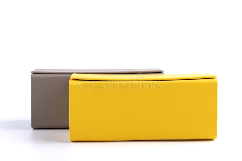 Yellow and Grey Box for Decorate or Keep Something on White Background ...