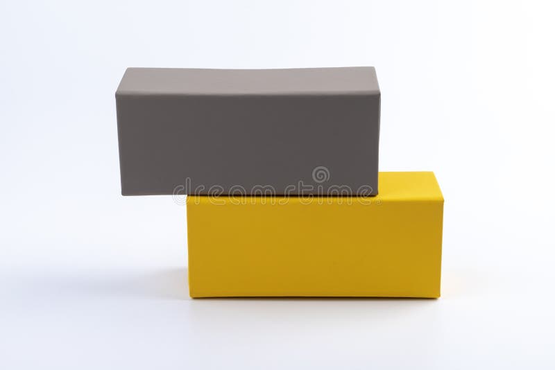 Yellow and Grey Box for Decorate or Keep Something on White Background ...