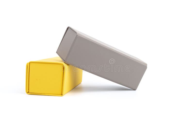 Yellow and Grey Box for Decorate or Keep Something on White Background ...