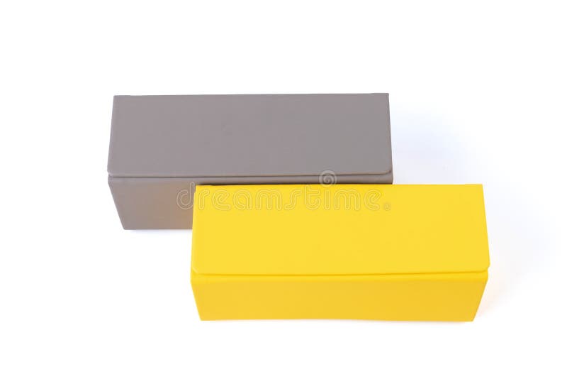 Yellow and Grey Box for Decorate or Keep Something on White Background ...