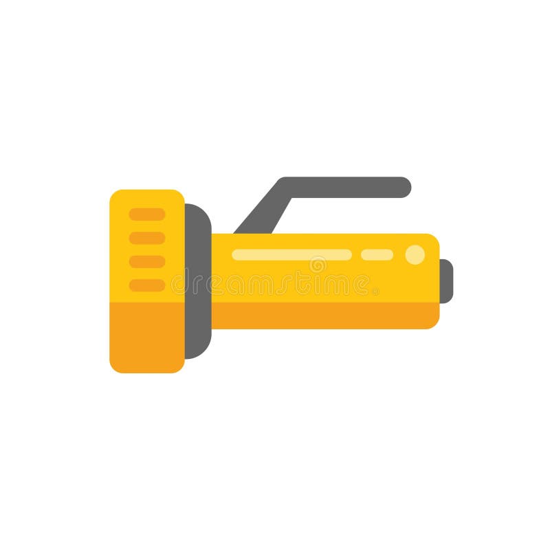 Yellow Flashlight Providing Light in the Dark with Handle Stock Vector ...