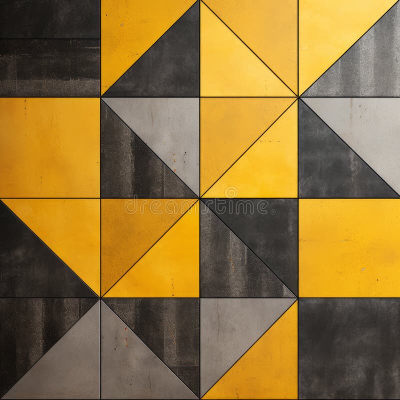Yellow and Grey Geometric Wall with Metallic Textures Stock ...