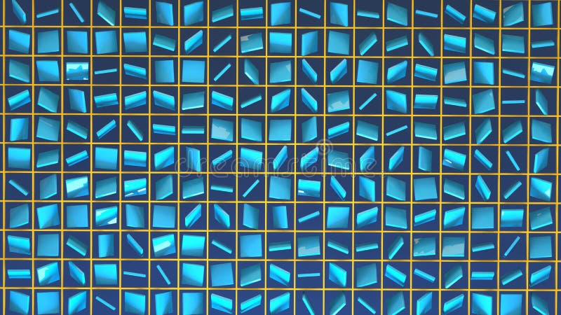 Yellow Grid with Blue Squares 3D Image Stock Illustration ...