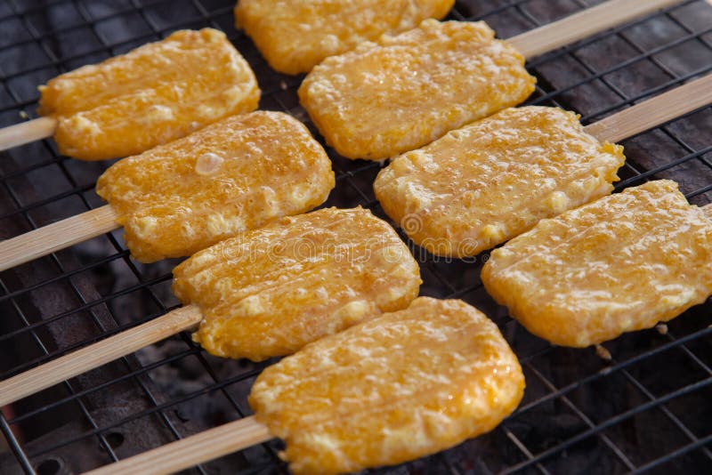 Yellow Grilled Sticky Rice. Stock Image - Image of rice, lifestyle ...