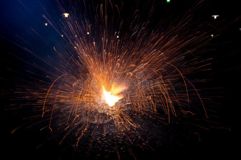 Yellow Ground Fireworks on Asphalt.. Stock Image - Image of ...