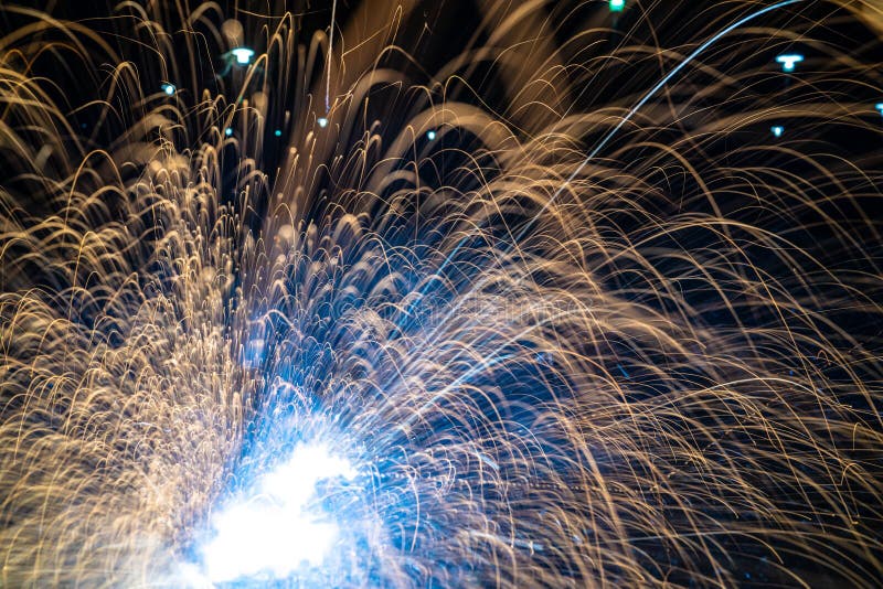 Yellow Ground Fireworks on Asphalt Exploding.. Stock Photo - Image of ...