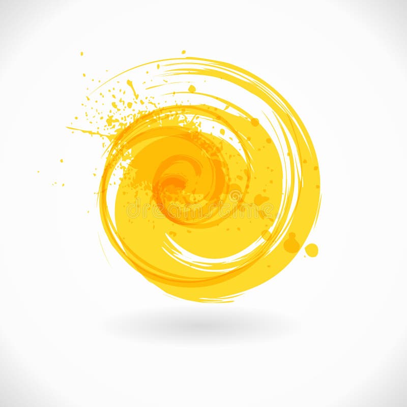 Yellow Grunge Circle Shape. Vector Curl Symbol Stock Vector ...