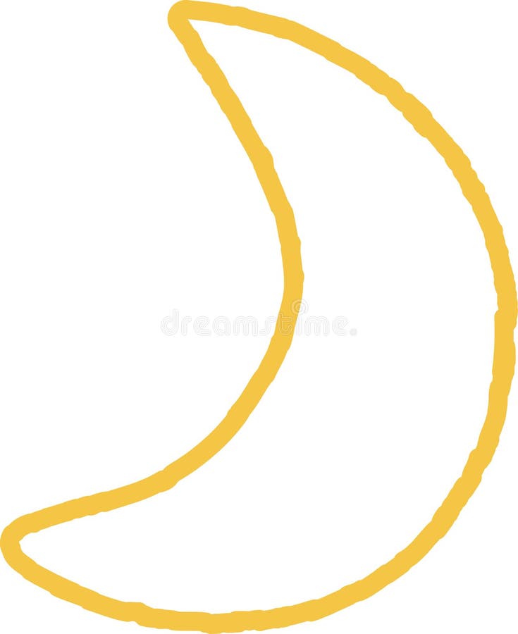 Yellow Half Moon Crescent Moon Doodle Illustration Stock Vector ...