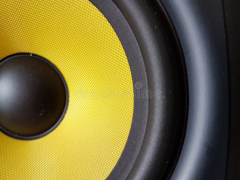 Yellow Woofer stock photo. Image of loud, circle, desktop - 123878