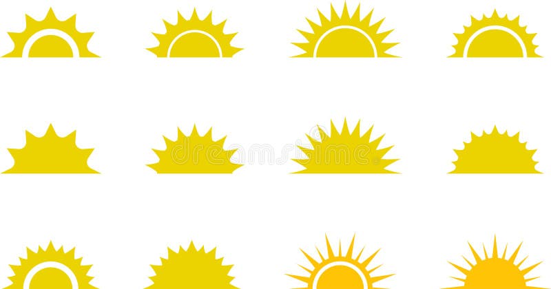 Yellow Half Sun Vector Icon Logo Stock Illustration - Illustration of ...