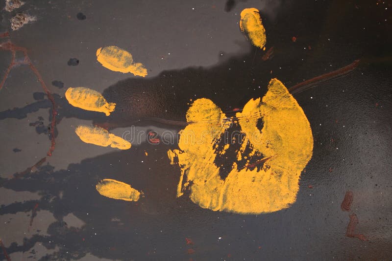 Yellow hand stock photo. Image of stop, paint, texture - 1274334