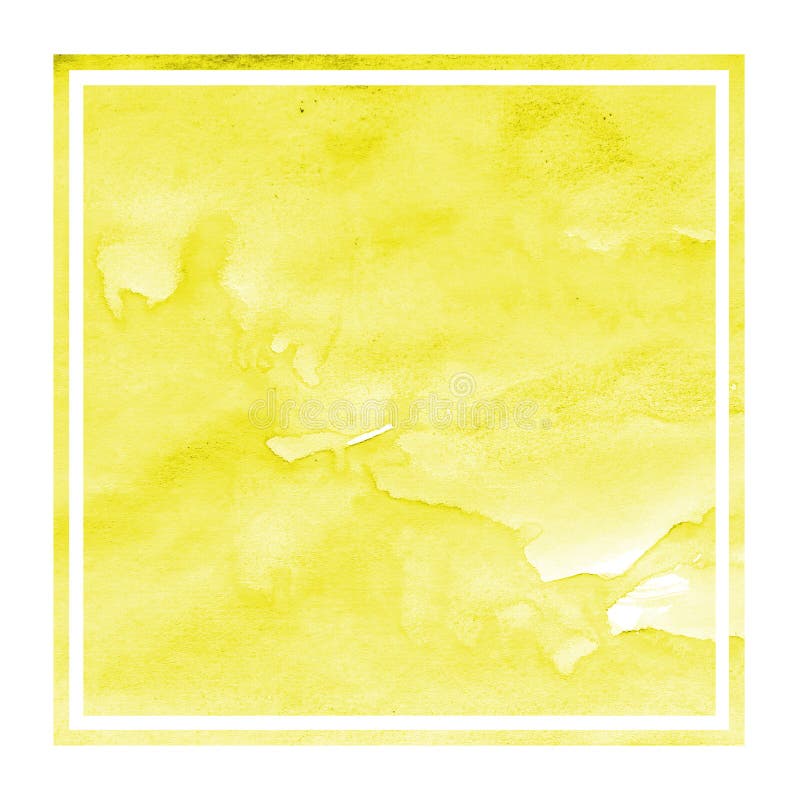 Yellow Hand Drawn Watercolor Rectangular Frame Background Texture with ...