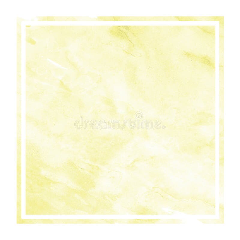 Yellow Hand Drawn Watercolor Rectangular Frame Background Texture with ...