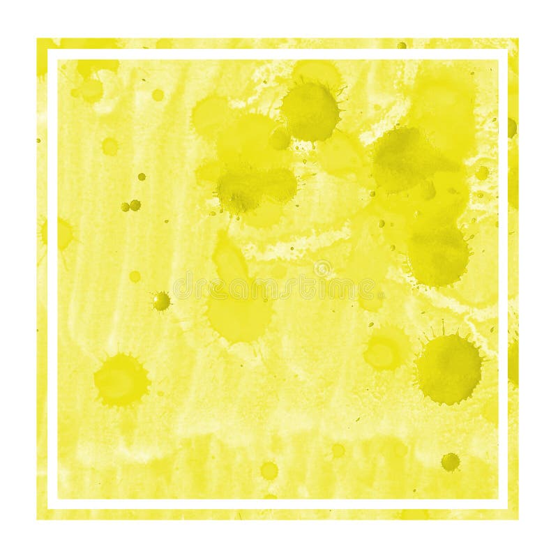 Yellow Hand Drawn Watercolor Rectangular Frame Background Texture With ...