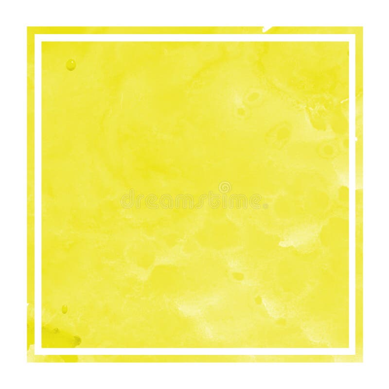 Yellow Hand Drawn Watercolor Rectangular Frame Background Texture with ...