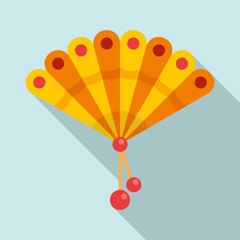 Yellow Hand Fan Icon, Flat Style Stock Vector - Illustration of design ...