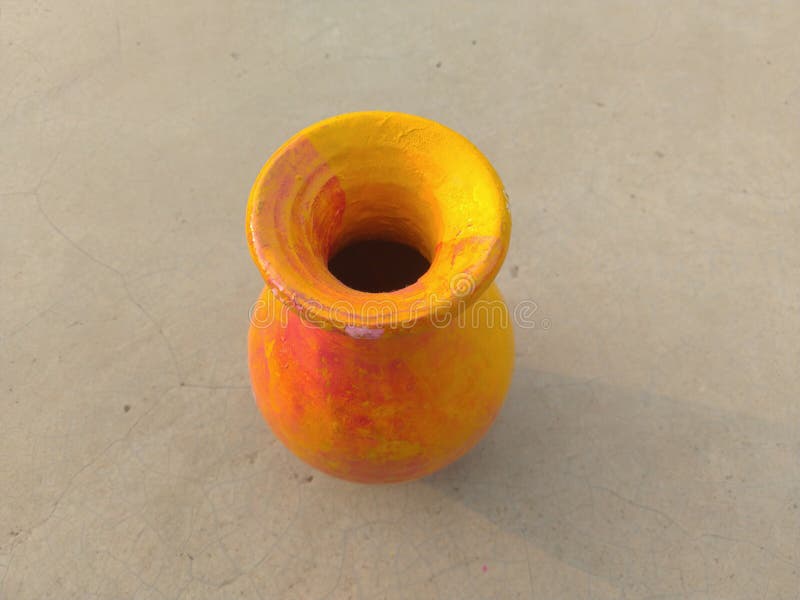 Yellow Hand Made Pot on the Floor Stock Image - Image of yellow, food ...