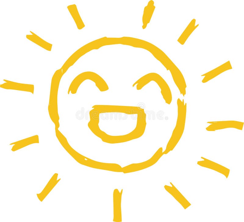 Yellow Hand-painted Sun Illustration Stock Vector - Illustration of ...