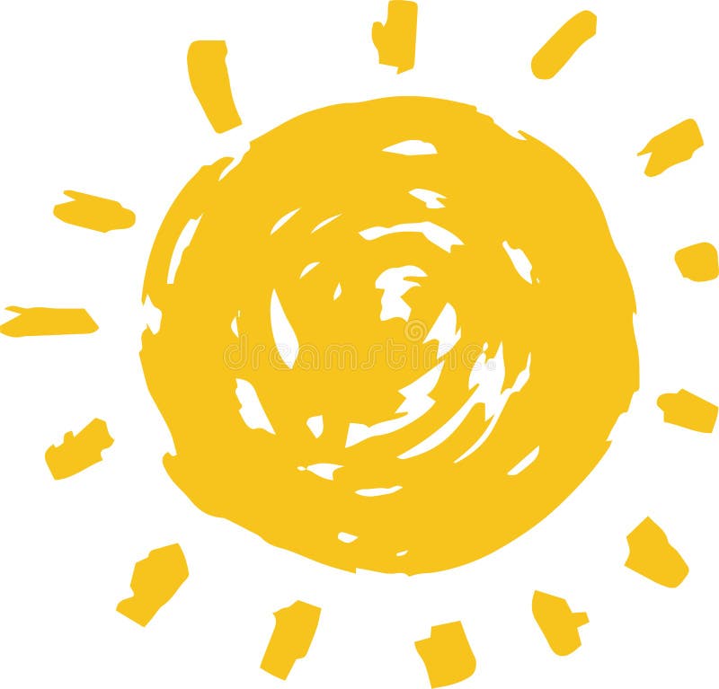 Yellow Hand-painted Sun Illustration Stock Vector - Illustration of ...
