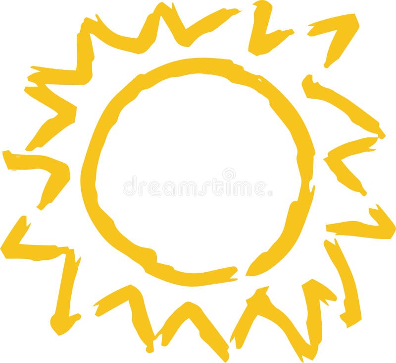 Yellow Hand-painted Sun Illustration Stock Vector - Illustration of ...