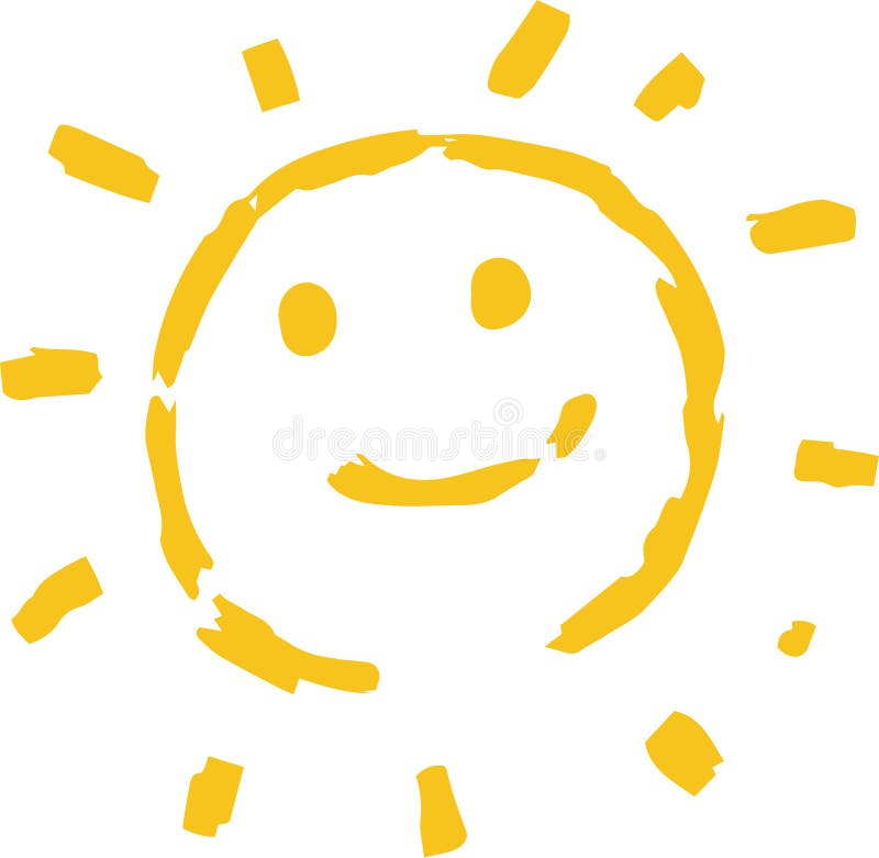 Yellow Hand-painted Sun Illustration Stock Vector - Illustration of ...