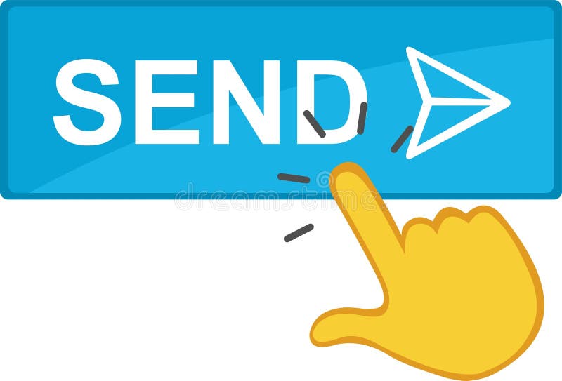 Yellow Hand Push Send Button Stock Illustration - Illustration of ...