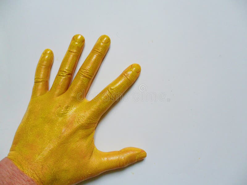 Yellow Hand Yellow Traces on White Paper Stock Photo - Image of traces ...