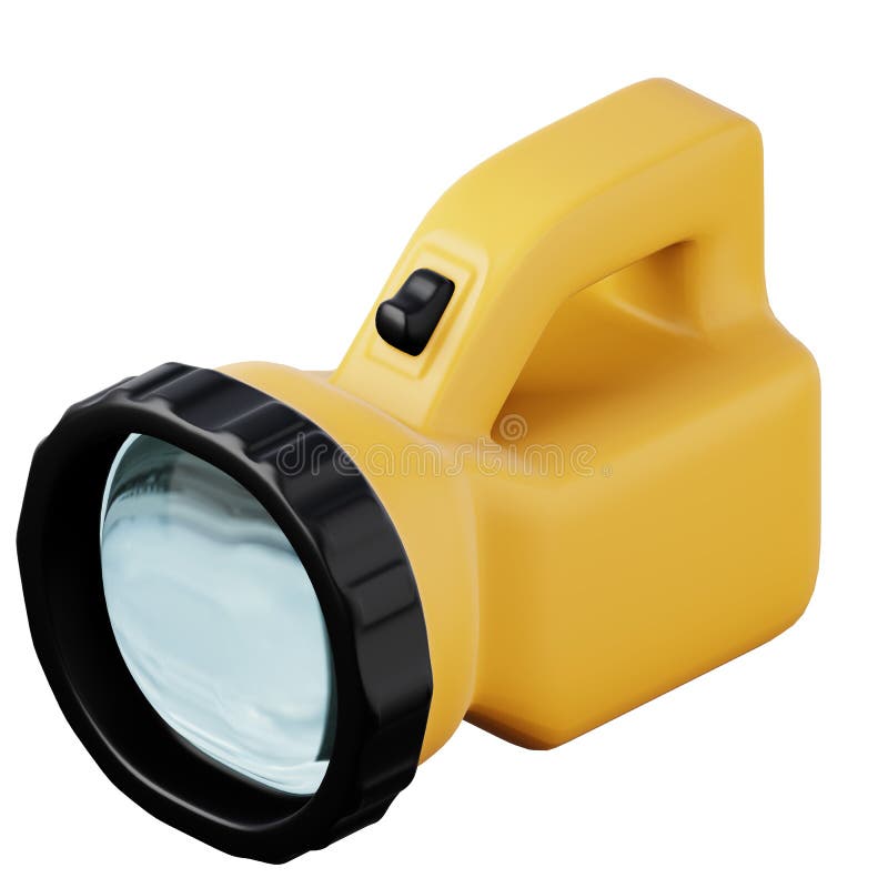 Yellow Handheld Flashlight High Quality 3D Render Illustration Icon ...