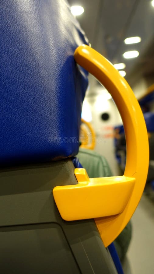 A Yellow Handle To Help You Balance while Standing in a Train. Stock ...