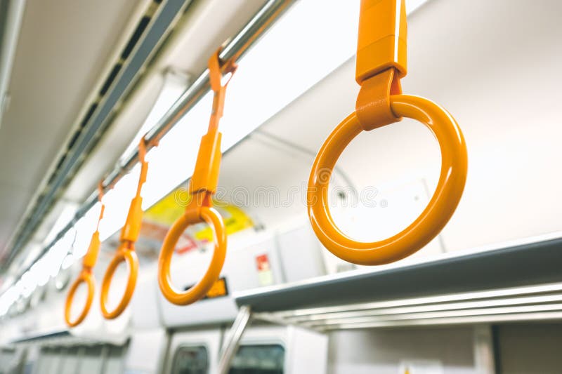 Yellow Handrails in Japan Train Stock Image - Image of japan, hold ...