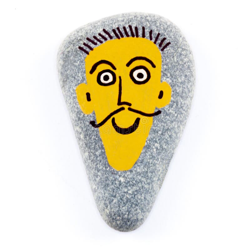 Yellow Happy Face Painted on a Rock Stock Image - Image of male, happy ...