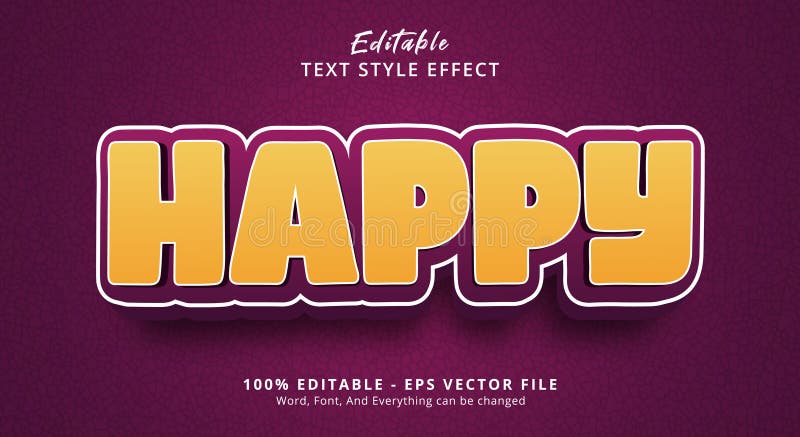 Yellow Happy Text Style Effect, Editable Text Effect Stock Vector ...