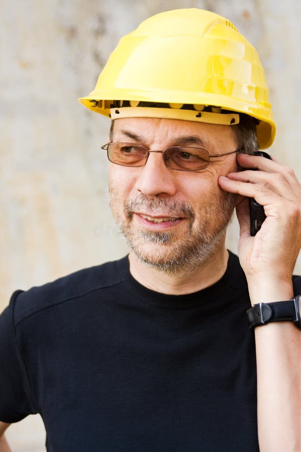 Worker with Hard Hat and Wrench Stock Image - Image of caucasian ...