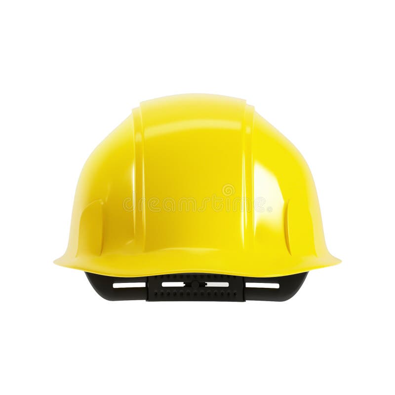 Yellow Hard Hat from Back View Isolated on White Background, 3d Render ...