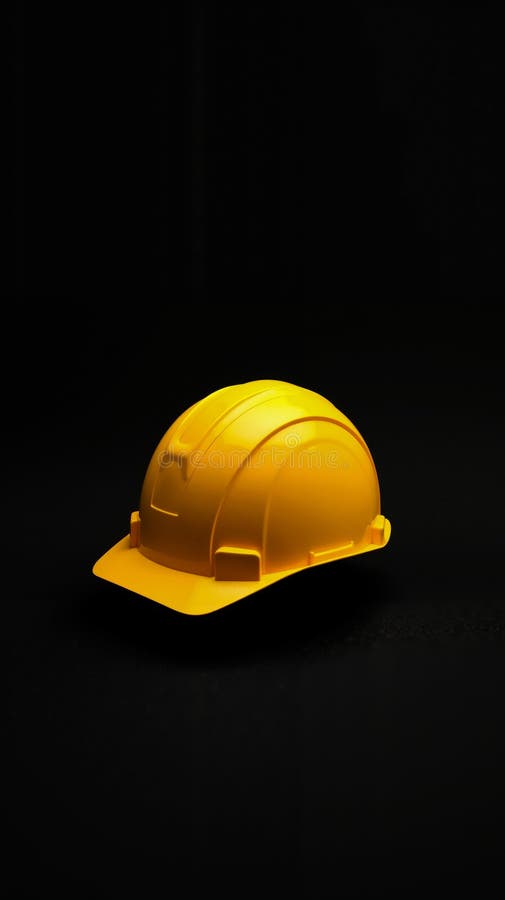 A Yellow Hard Hat on a Black Background Stock Illustration ...
