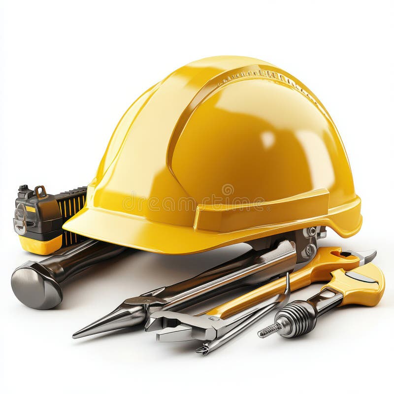 Yellow Hard Hat Construction Tools Safety Equipment Stock Illustration ...