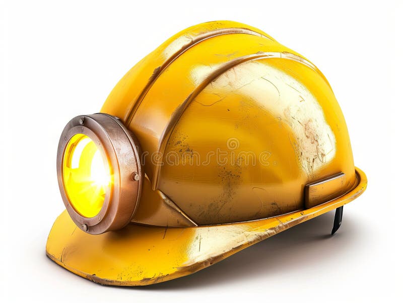 A Yellow Hard Hat with a Light on it Stock Image - Image of equipment ...