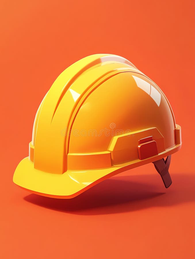 Yellow Hard Hat on Orange Background, Construction Safety and ...