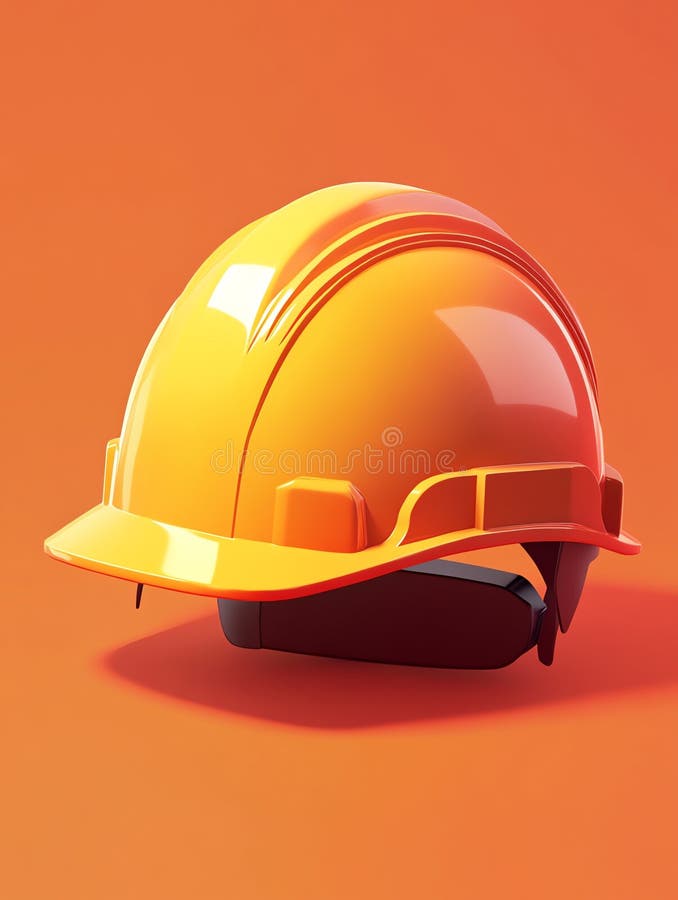 Yellow Hard Hat on Orange Background, Construction Safety and ...