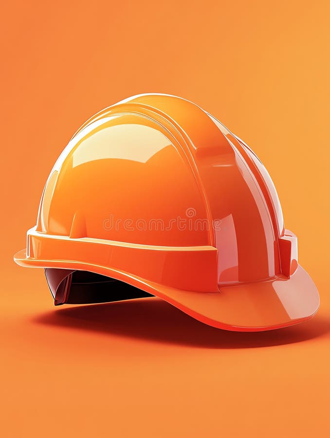 Yellow Hard Hat on Orange Background, Construction Safety and ...