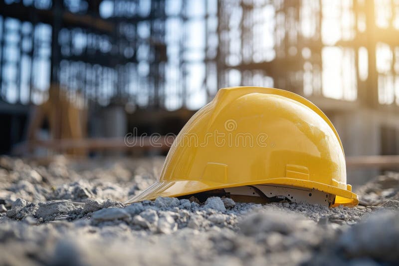 Yellow Hard Hat on Rubble Pile Stock Image - Image of hard, gear: 381729175