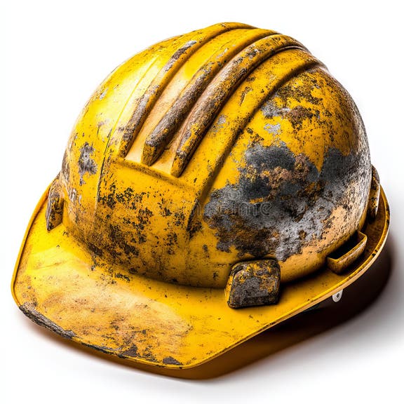 A Yellow Hard Hat with Rust on it Stock Photo - Image of worn, interior: 375271828