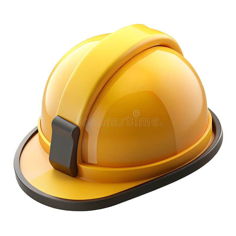 Protective Yellow Hard Hat with Dark Trim Viewed from Elevated Angle ...