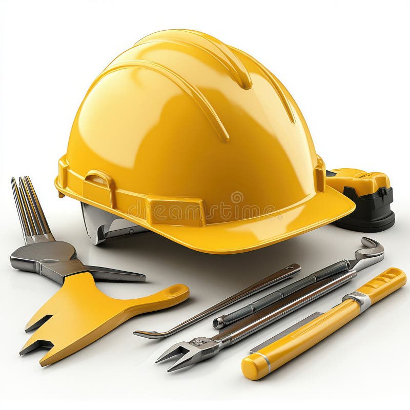 Yellow Hard Hat Tools Construction Safety Work Stock Illustration ...