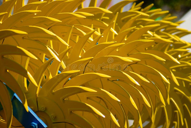 Yellow harrow stock image. Image of machinery, yellow - 7542459