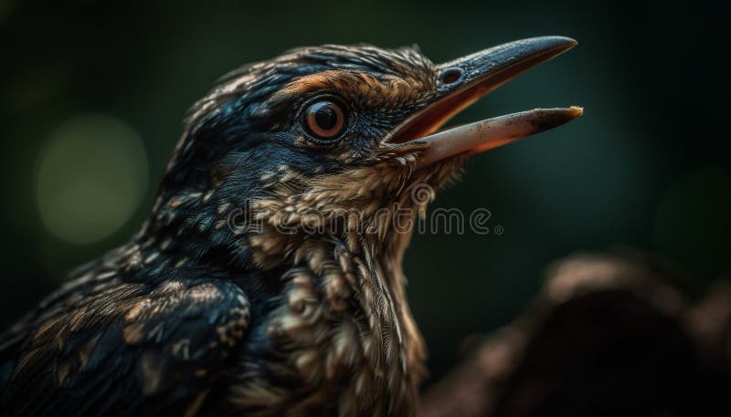 Yellow Hawk Perching on Branch, Close Up Portrait Generated by AI Stock ...