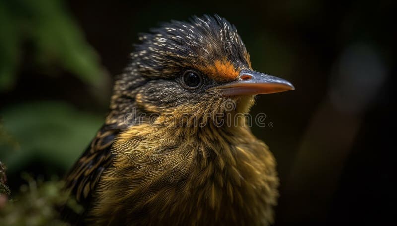 Yellow Hawk Perching on Branch, Looking at Camera, Close Up Generated ...