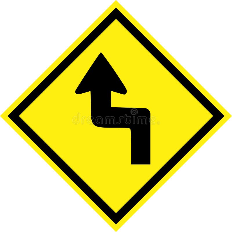 Yellow Hazard Sign with Dangerous Curves Stock Illustration ...