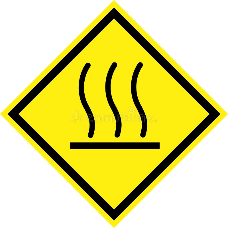 Yellow Hazard Sign with Hot Surface Stock Illustration - Illustration ...